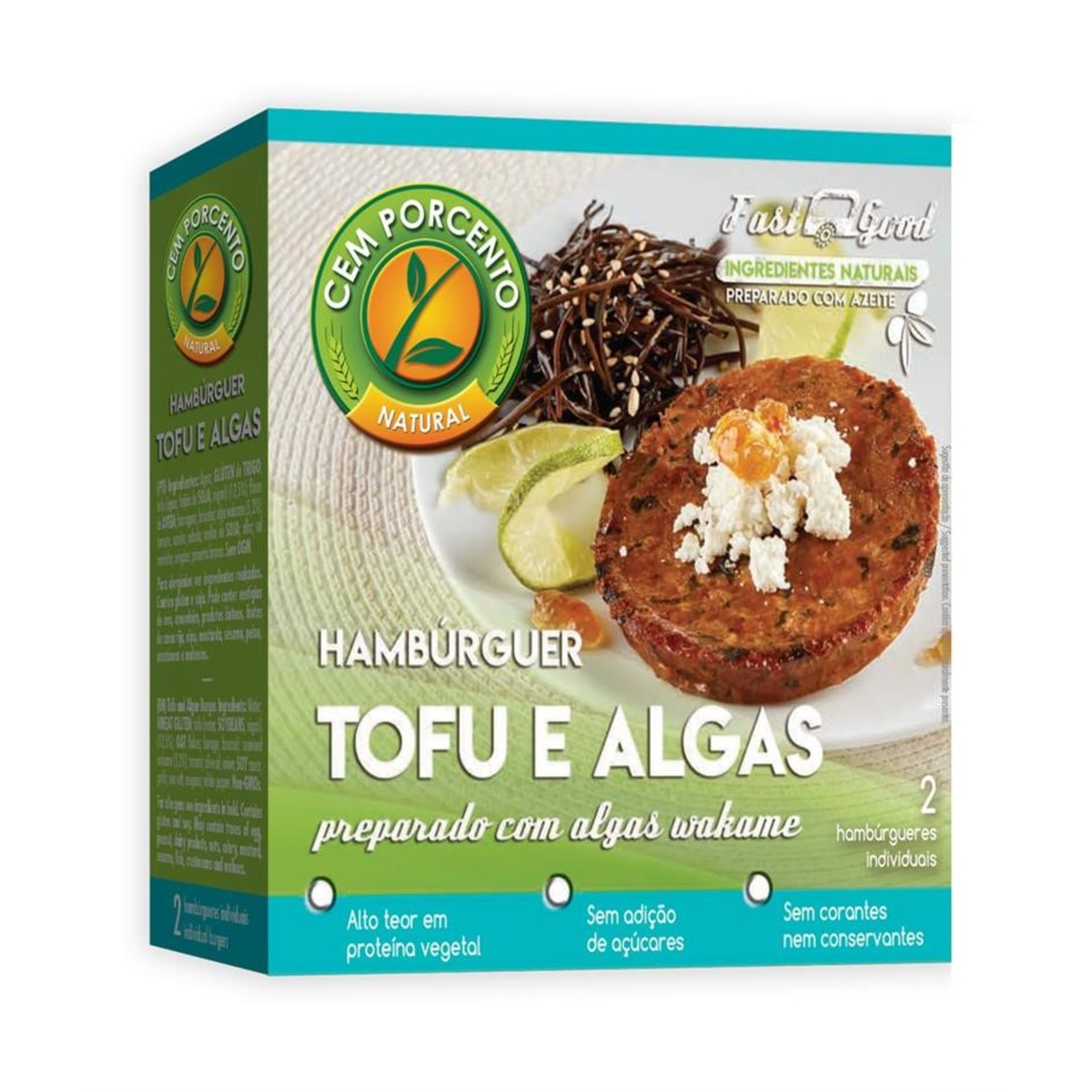 CEM PORCENTO Hamb rguer De Tofu E Algas 150 G OUTROS SALADA Minipre o